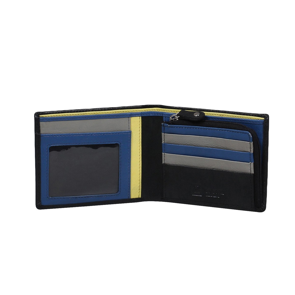 leather wallet black and blue